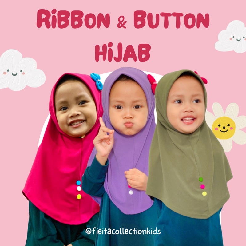 🎀Tudung Kanak-Kanak Comel dan Menarik - Ribbon & Button Hijab | Shopee ...