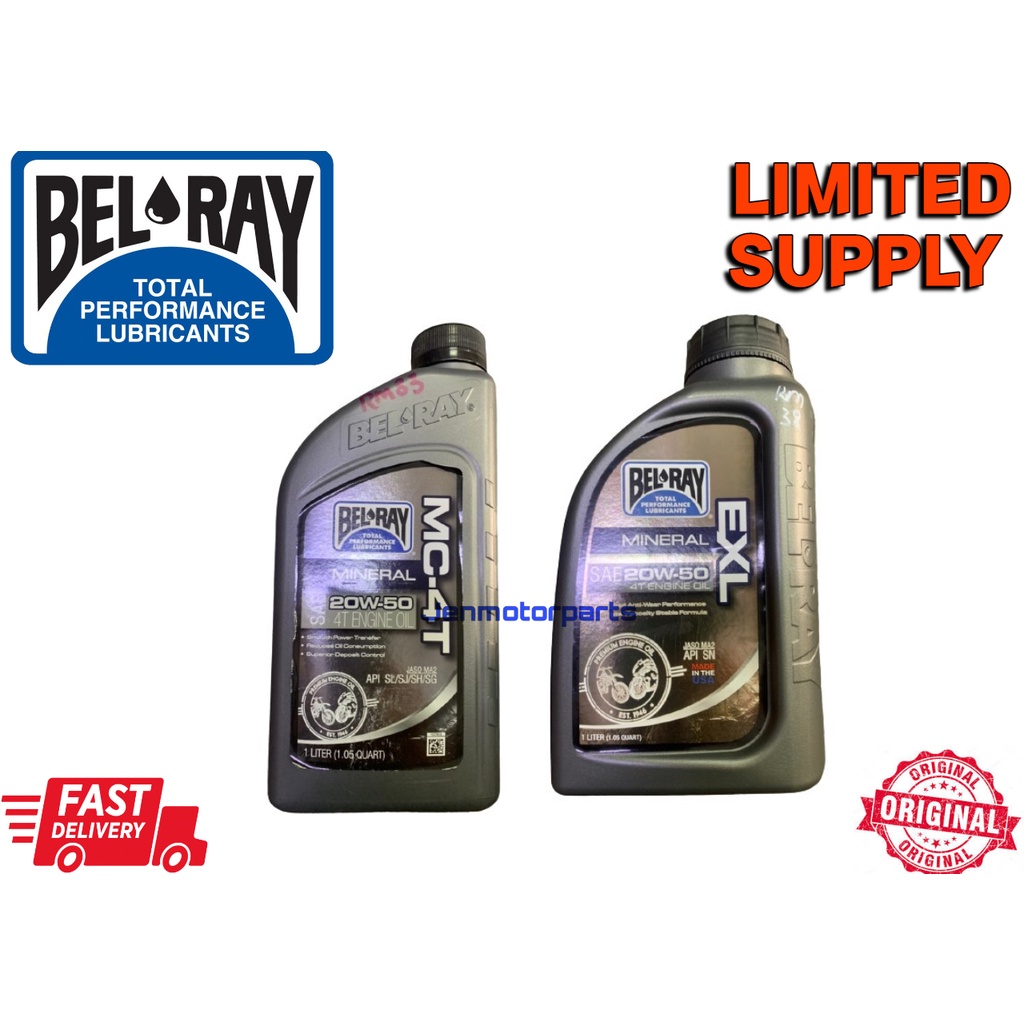 BEL-RAY ENGINE OIL 4T MINERAL EXL 20W-50 20W 50 4T BELRAY GEAR OIL ...