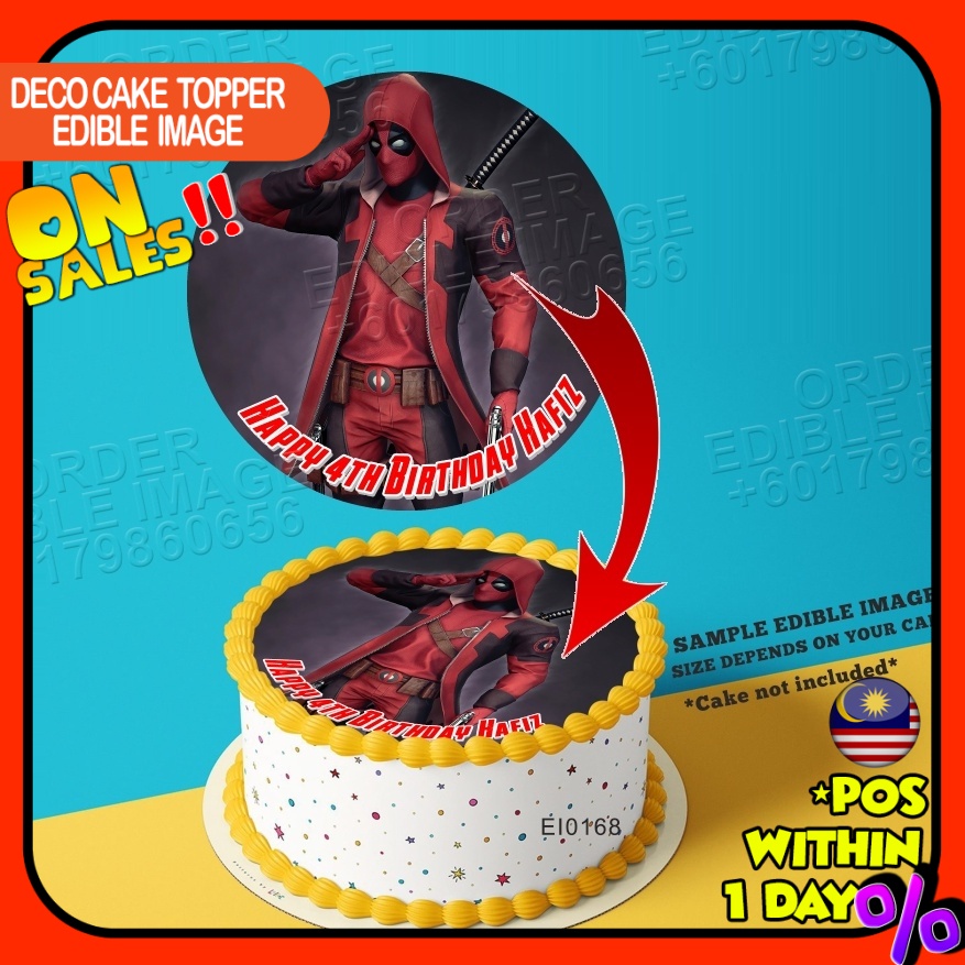 Printing EI Deadpool Edible Image Print Cake Photo Icing Paper Birthday ...
