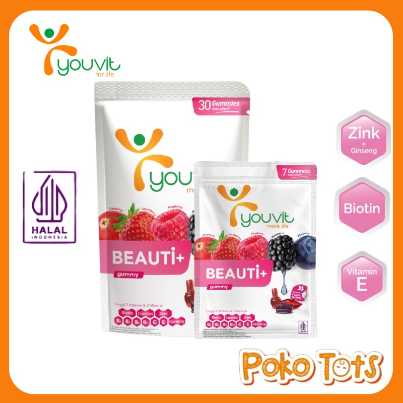 Youvit Beauti+ Contains 7 & 30 Gummies With Ginseng, Biotin & Vitamin E ...