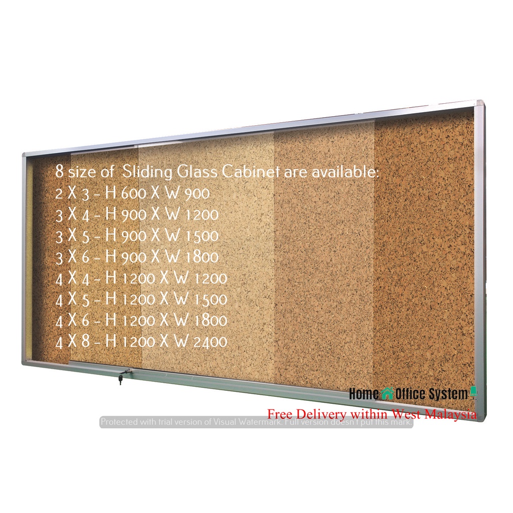 Cork Board/Cork Bulletin Board Sliding Glass Cabinet With Aluminium ...