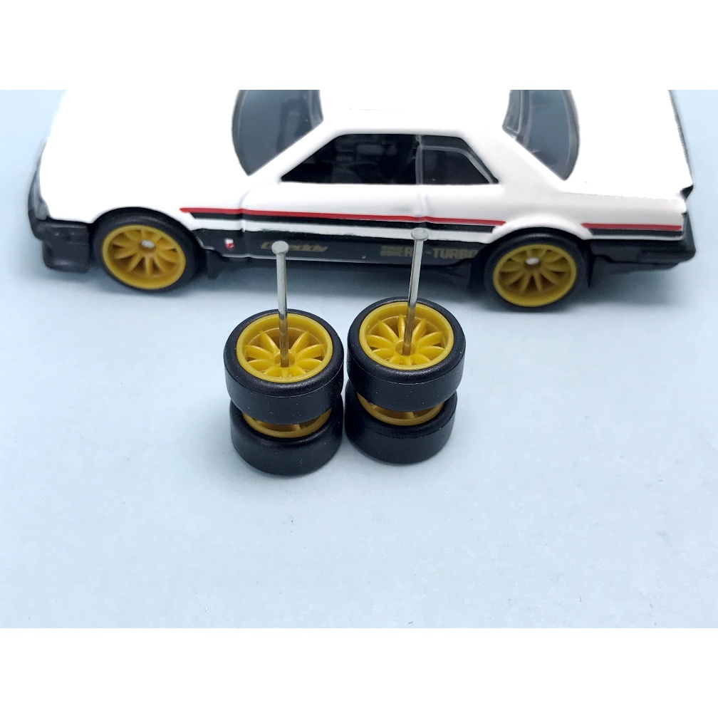 Z164# Hot Wheels Rubber Wheels Tayar Getah CE28 GOLD 10mm Axle Long JDM ...