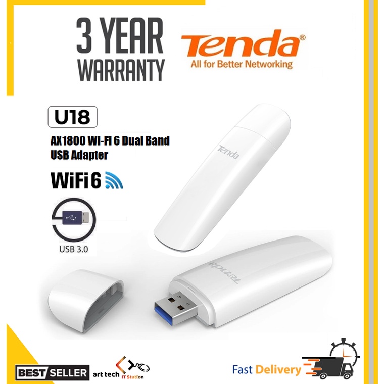 Tenda U18 AX1800 Wifi 6 Adapter Dual Band- USB3.0-Free Drive-Doogle ...