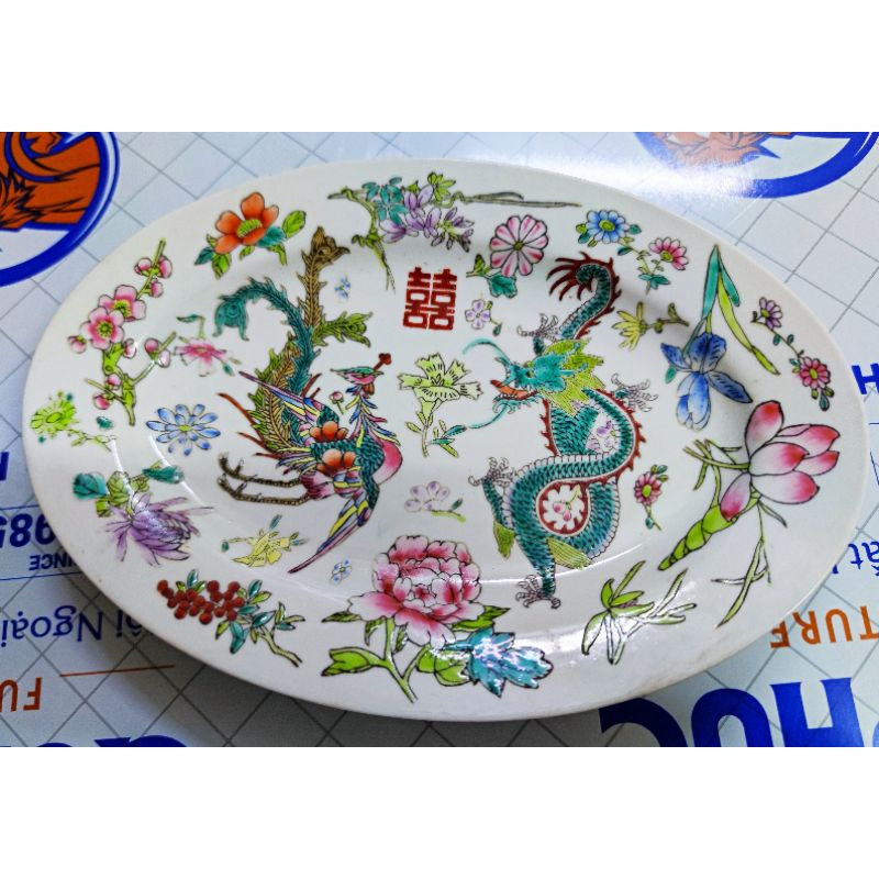 80’s Jing De Zhen Dragon-Phoenix Oval Plate 中国景德镇 80年代 精美 精致 完美 手绘 手工 手 ...