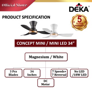 DEKA CONCEPT MINI LED Series 22" 34" 42" 3 Blades 7 Speed Control ...