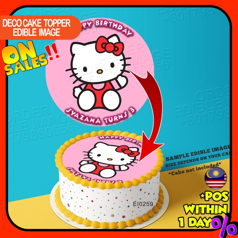 Printing EI Hello Kitty Simple Edible Image Print Cake Photo Icing ...