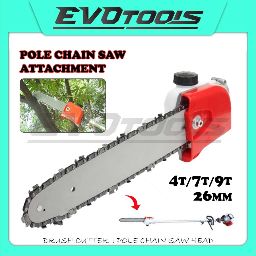 BRUSH CUTTER POLE CHAIN SAW HEAD 12"- 4T 7T 9T (26MM) /POLE SAW TRIMMER ...