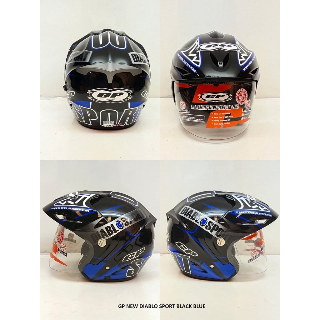 New Diablo GP Half Face Helmet Sport Motif Double Visor (SNI) | Shopee ...