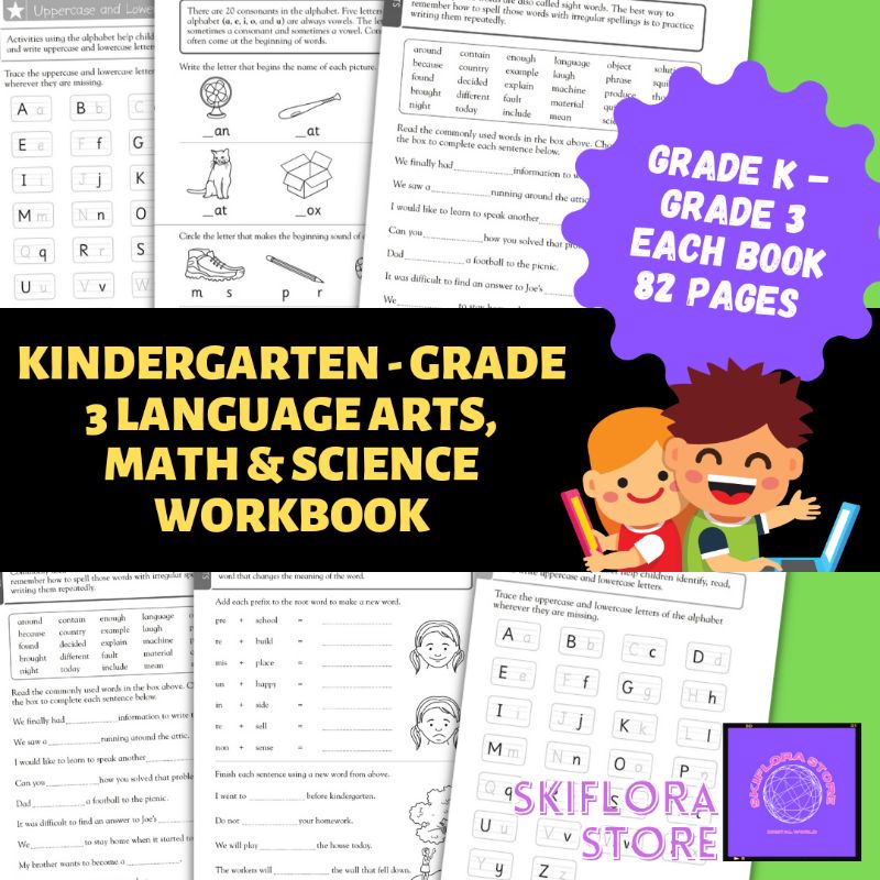 [SS170] Children Language Arts Math and Science Worksheet with Answers ...