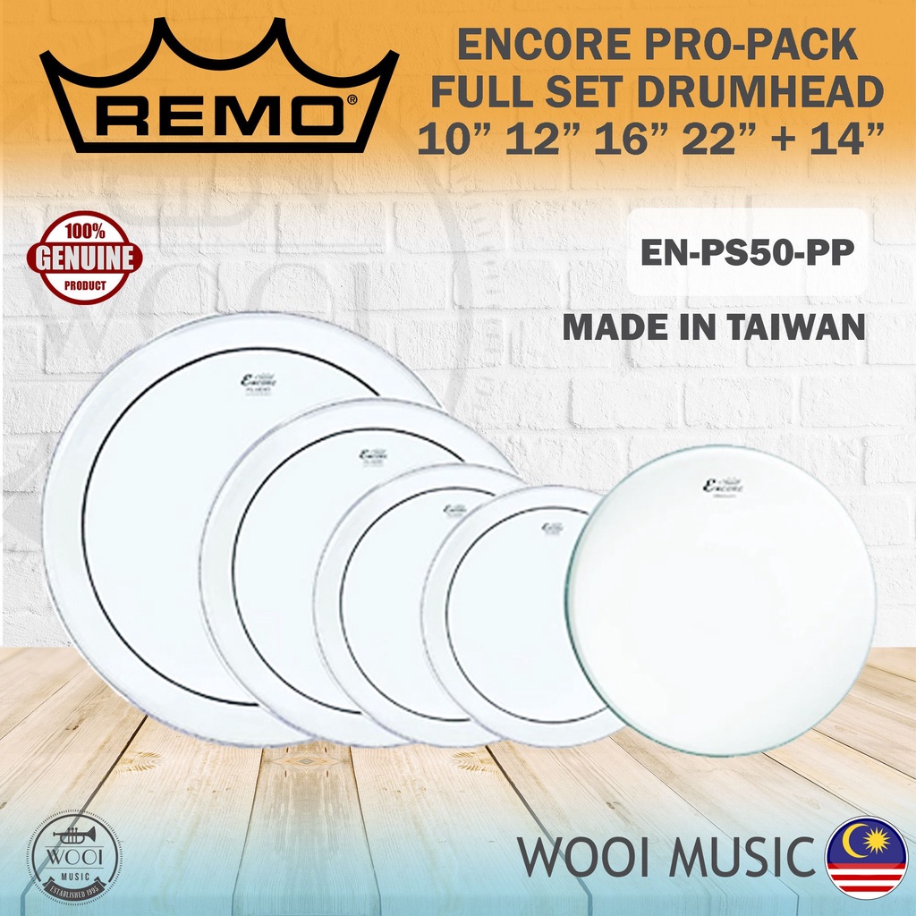 Remo Encore EN-PS50-PP PRO-PACK Batter Drumheads - Full Set (10”,12”,16” PS ,22” P3 + 14” BA ...