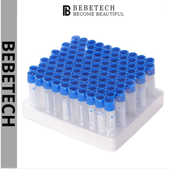 Tray of 100 EDTA antifreeze test tubes, plastic antifreeze blood tubes ...