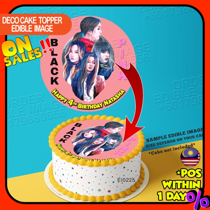Printing EI Black Pink Edible Image Print Cake Photo Icing Paper ...