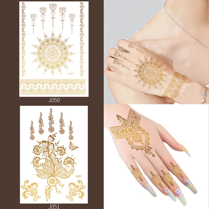 New Bronzing Indian Henna Tattoo Sticker Weeding Party Tattoo Sticker ...