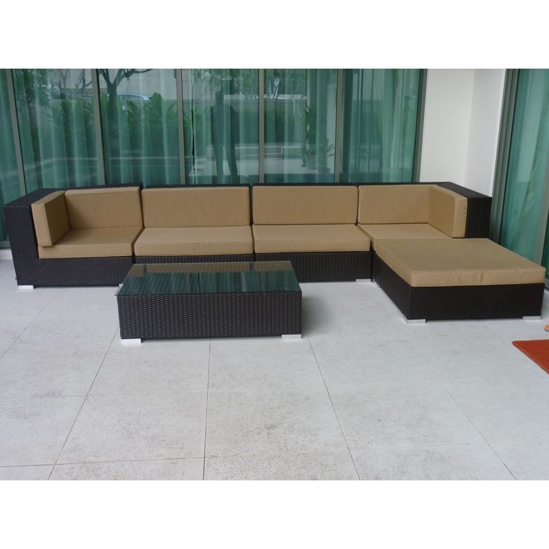 SYNTHETIC RATTAN AND HAND-WEAVED OVER A STURDY ALUMINIUM FRAME ...