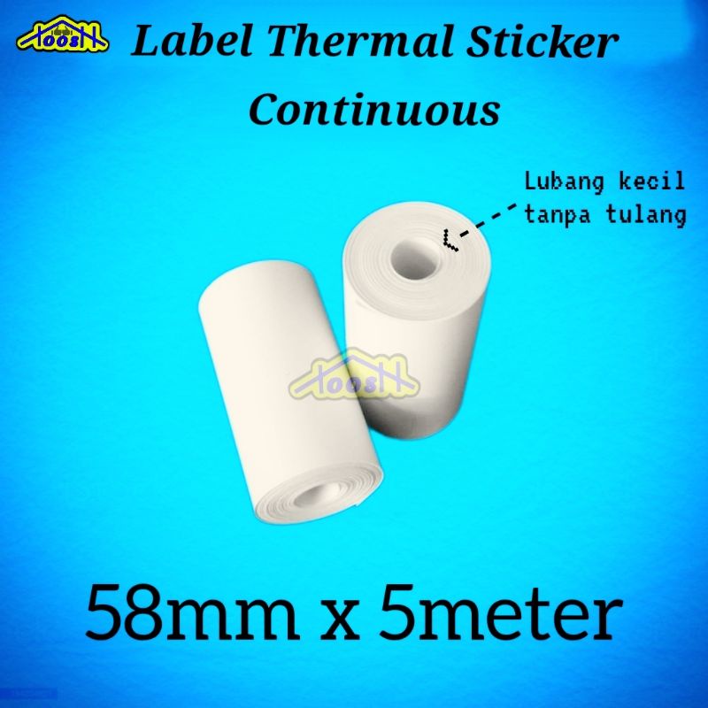 Thermal sticker paper 58mm continuous thermal sticker 58mm x 5meter ...
