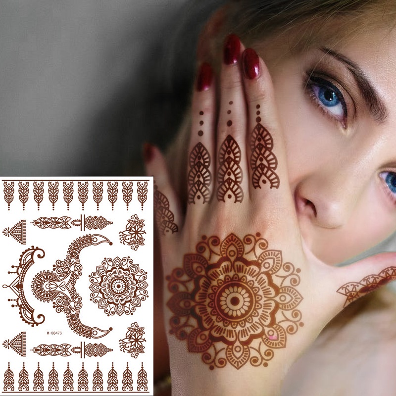 2023 New Semi-permanent Tattoo Stickers Brownish Red India Hanna ...