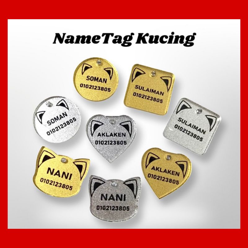 💥 MURAH 💥 TAG NAMA KUCING @ LOKET KUCING (TANPA TALI)🤩 ACRYLIC PLASTIK ...