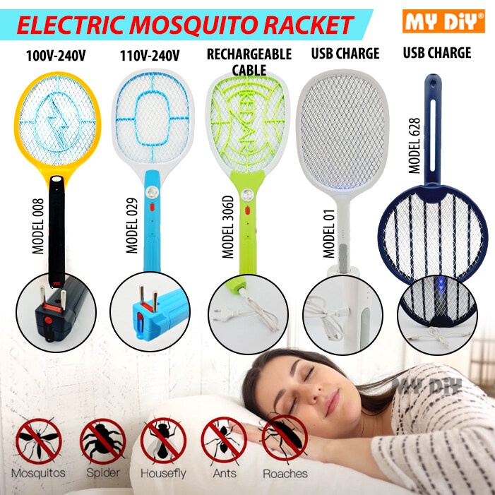 Mosquito Rechargeable USB Racket Electric Mosquito Swatter Insect ...