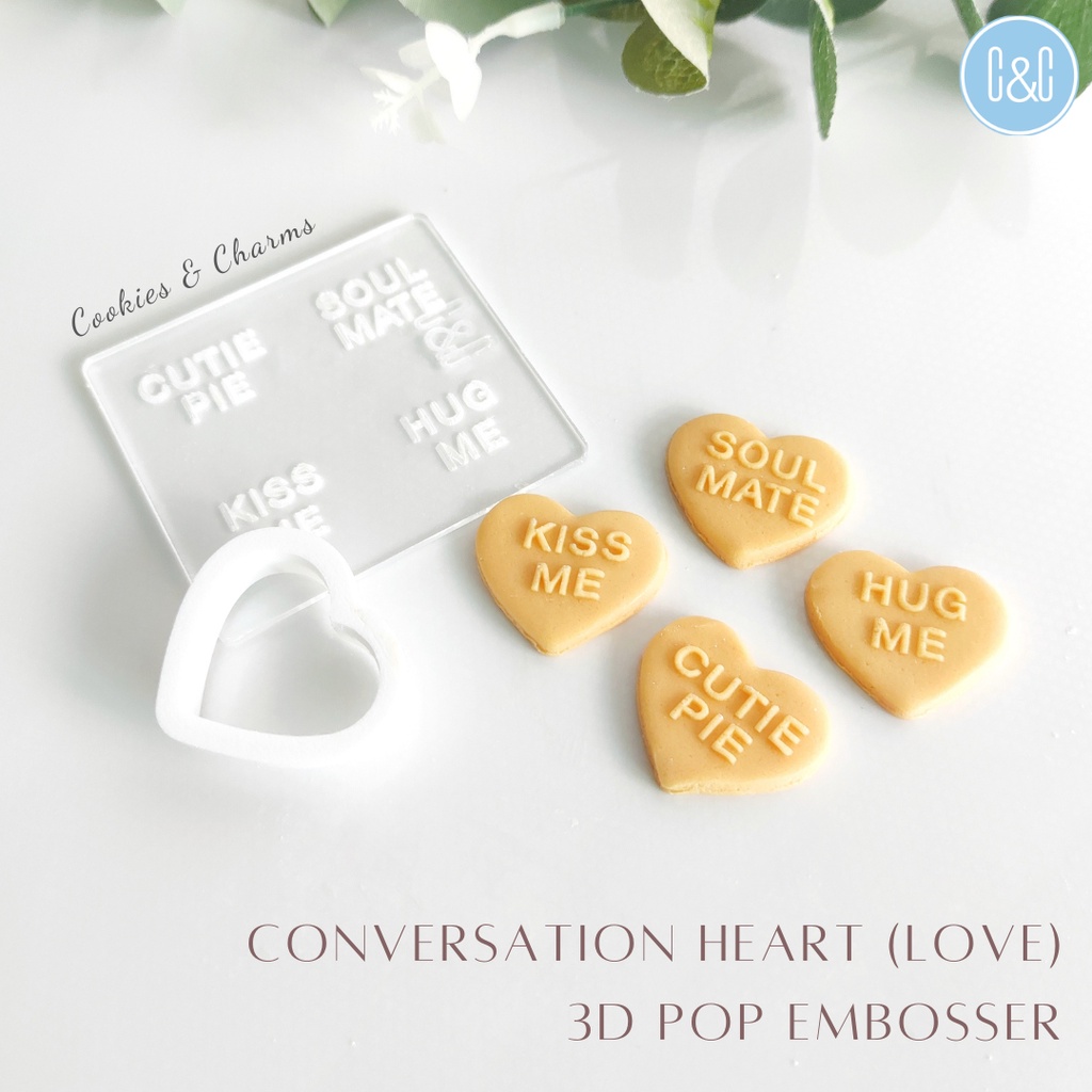 Conversation Love Heart 3D POP Embosser with Matching Clay Cutter ...