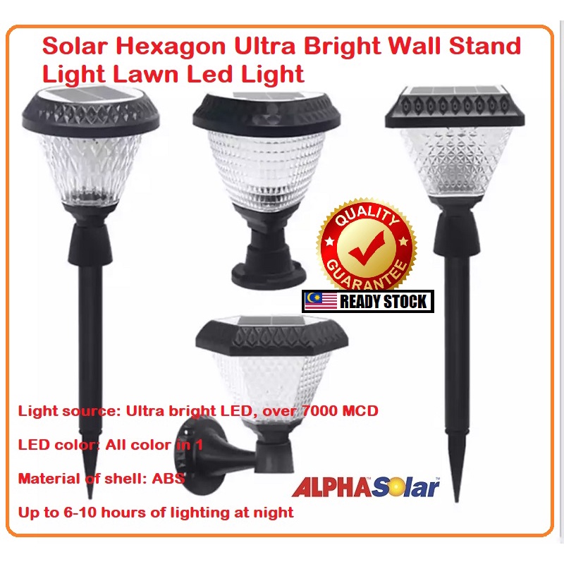 💡 New Stock 💡 Modern Solar Hexagon Ultra Bright Wall Stand Light Lawn ...
