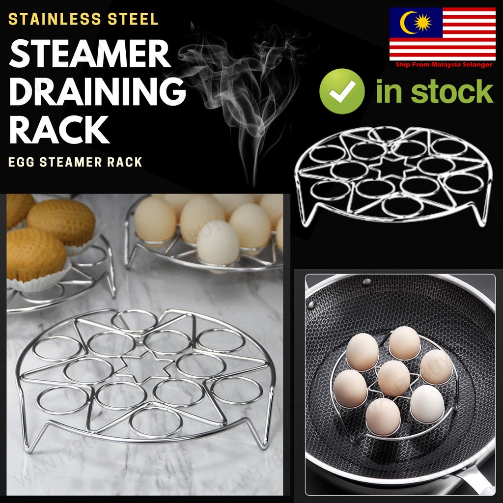 13 Hole Stand Egg Stainless Steel Cook Steam Draining Rack Egg Steamer ...