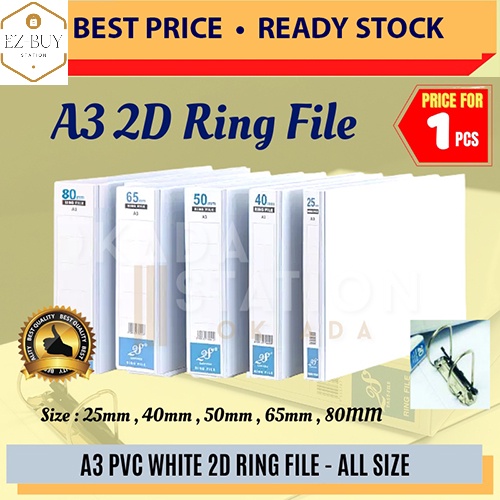 OKADA 2D PVC Ring File (A3) / Fail Kulit Keras / Fail Putih / White ...