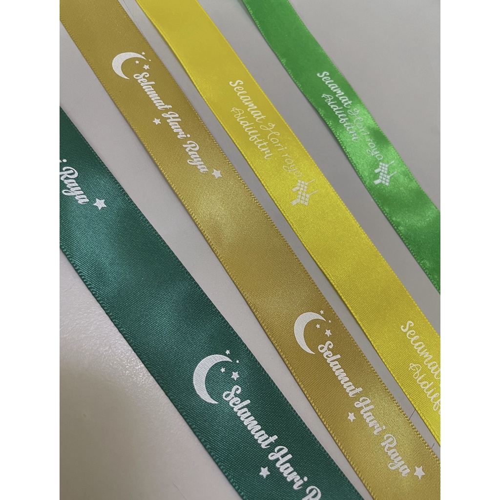 Satin Reben Printed Raya/Ribbon hari raya Satin 5meter/Reben Salam ...