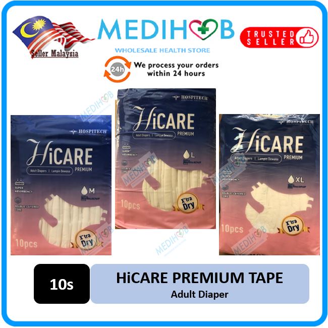 HiCARE Premium Adult Diaper Tape (10s) Size M, L, XL | Shopee Malaysia