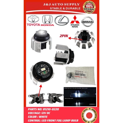 81210-0220 ORIGINAL LED FRONT FOG LAMP BULB (OSRAM XLS) WHITE 12V FOR ...