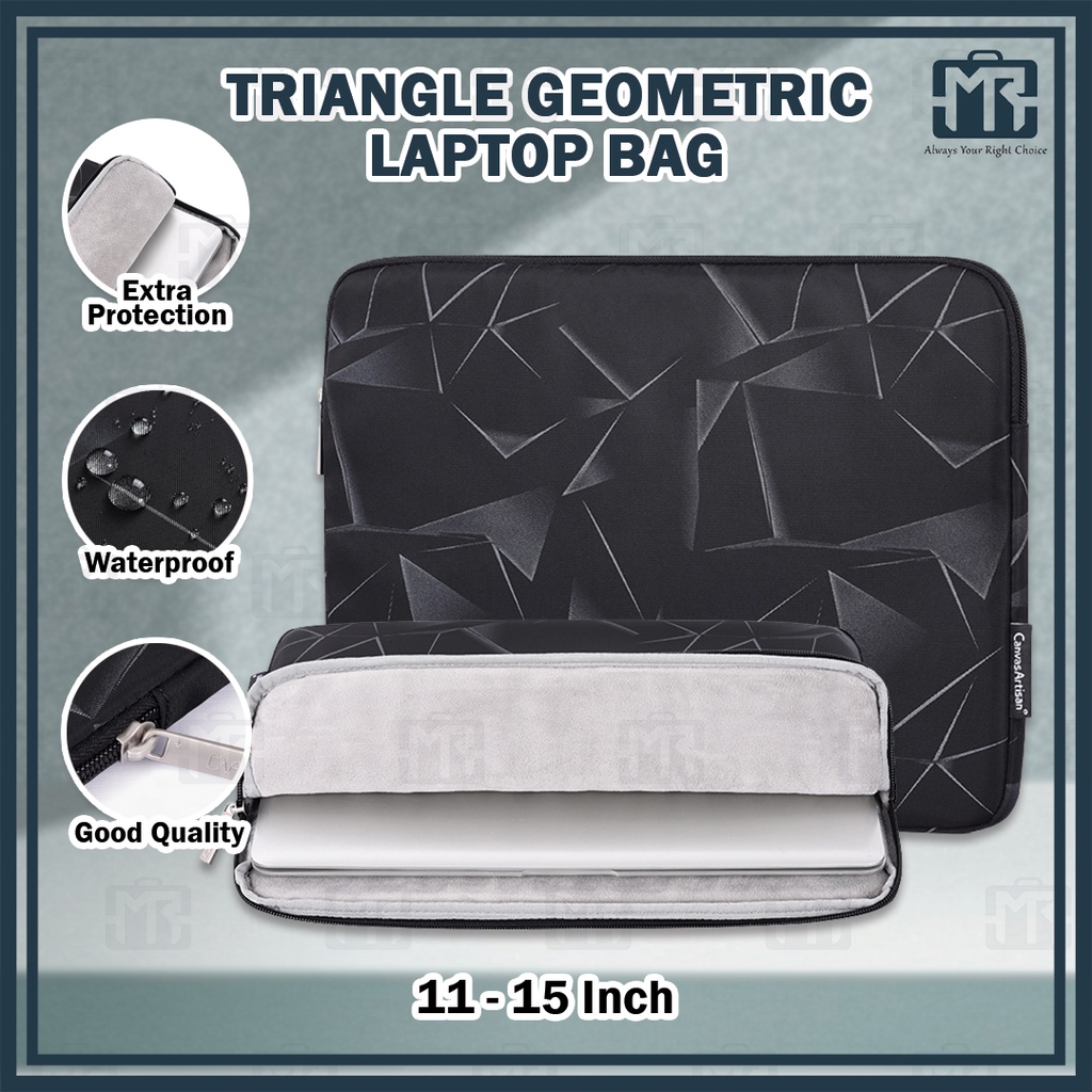 (11~15 Inch) MR Typo Laptop Bag Black Triangle Geometric Pattern Laptop ...