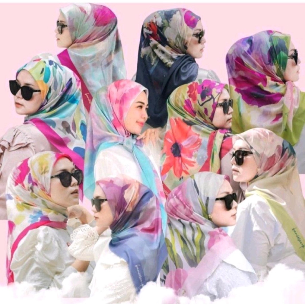 Part 1 Floral Motif Hijab Made Of Voal Material Rectangular Hijab