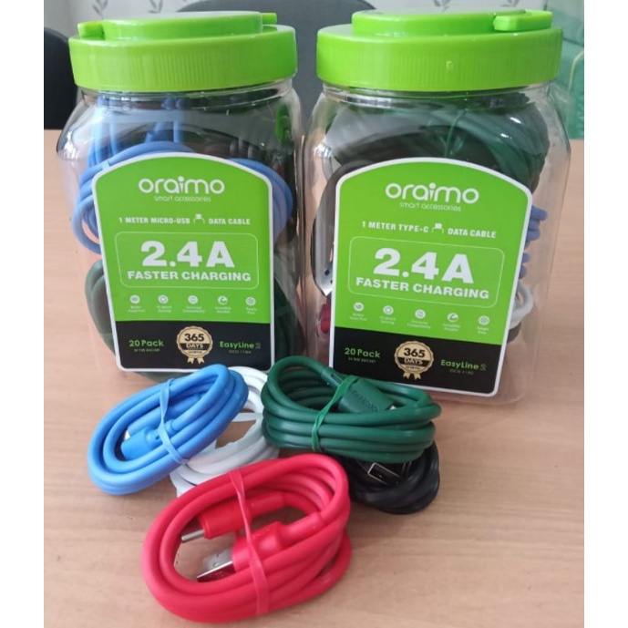Per Jar Contents (20Pcs) Cable ORAIMO OCD-113C OCD113C USB TYPE-C 2.4A ...