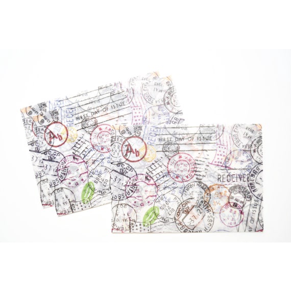 Travel Passport Stamps Translucent Watercolour Envelope Set, Letter ...