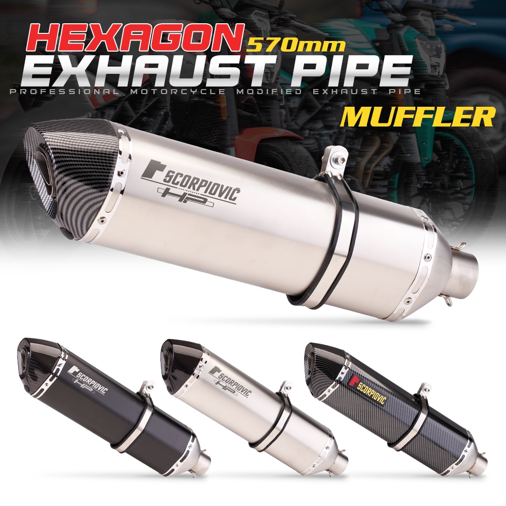 Universal 570mm Motorcycle Akrapovic Racing Exhaust Modified Muffler DB ...