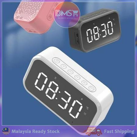 DMS Mirror Alarm Clock Bluetooth Speaker Wireless with FM Radio LED ...