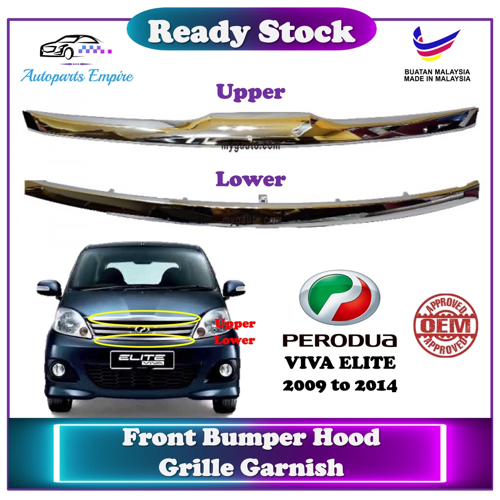 Perodua Viva Elite 】 Front Bumper Grille Chrome Moulding Garnish ...