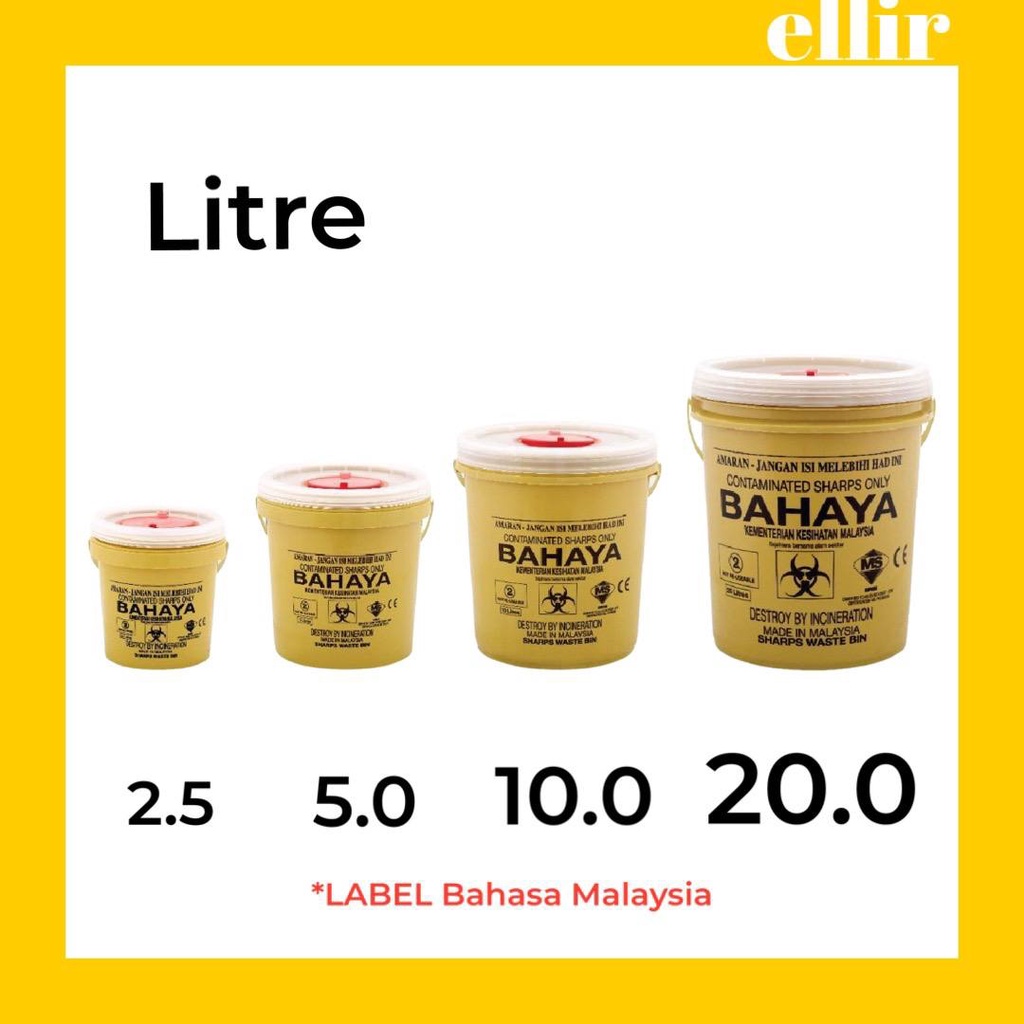 Sharps Waste Bins ( 2.5L, 5L, 10L, 20L ) | Shopee Malaysia
