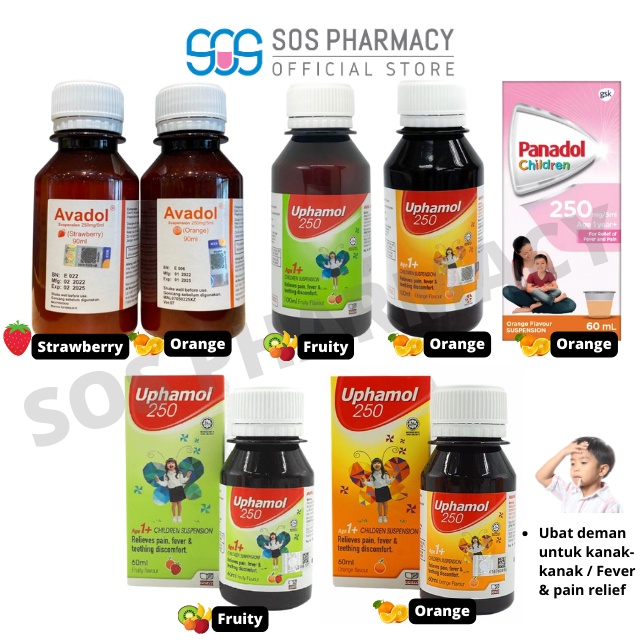 Panadol Suspension 60mL & Chewable 144S/Avadol Suspension 250mg/5ml ...