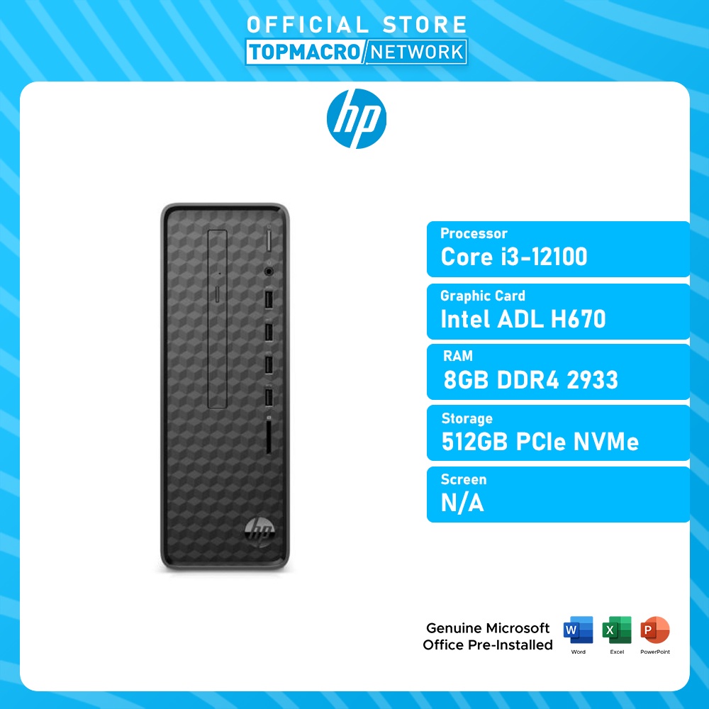 HP S01-PF2043D DESKTOP (i3-12100, ADL H670, 8GB, 512GB, WIN11) [MS ...