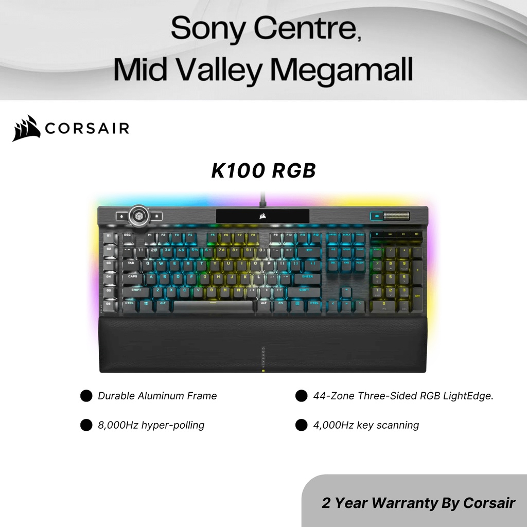 Corsair K100 RGB Mechanical Gaming Keyboard — CHERRY MX Speed Switch (CH-912A014-NA) | Shopee ...
