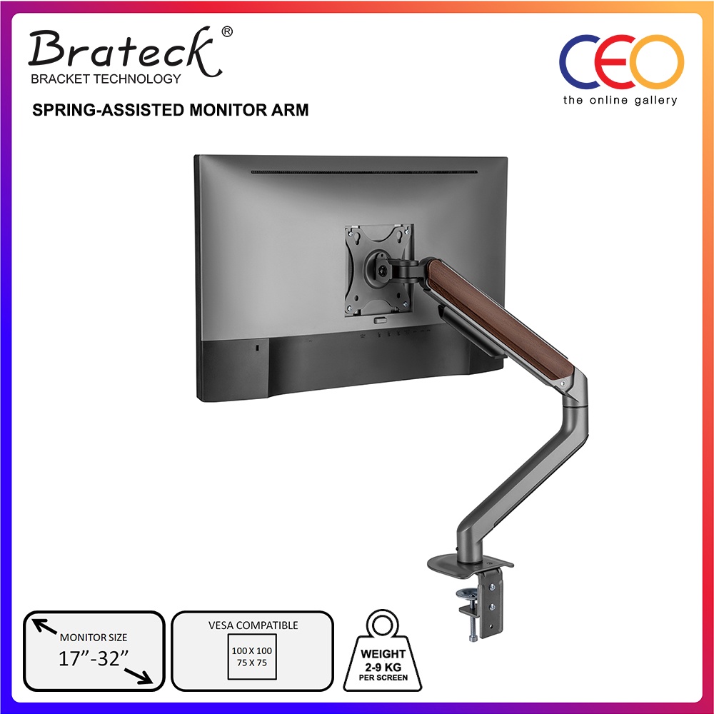 Brateck Single Monitor Stand Economical Spring-Assisted Monitor Arm Fit ...