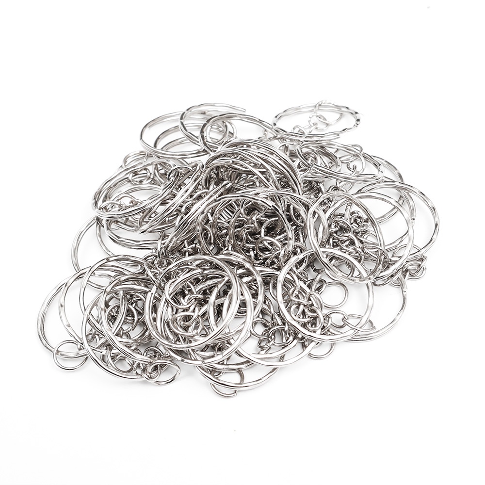 100 Pcs Polished Silver DIY Key Rings Key Chains With Link Chain Key ...