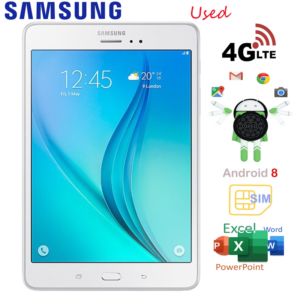 Original SAMSUNG GALAXY TAB A 8.0 SM-T355 SIM 4G LTE 8 Inch Tablet PC ...