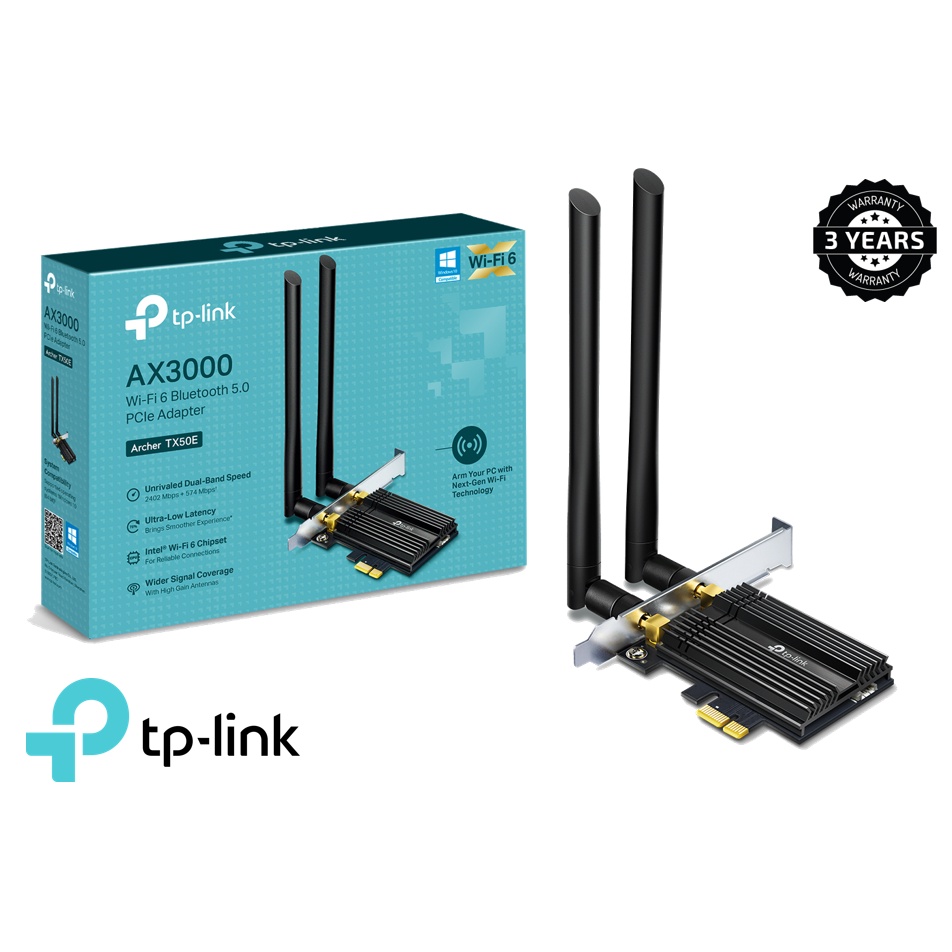 TP-Link Archer TX50E - AX3000 Wi-Fi 6 Bluetooth 5.0 PCIe Wireless ...