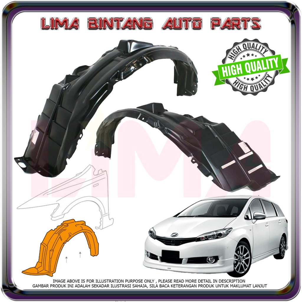 Toyota Wish ZGE20 ZGE22 Front Fender Protector , Fender Liner Cover ...