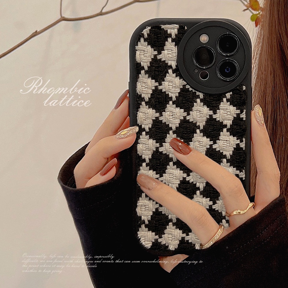 iphone case Flannel cloth lattice simple TPU Silicone compatible for ...