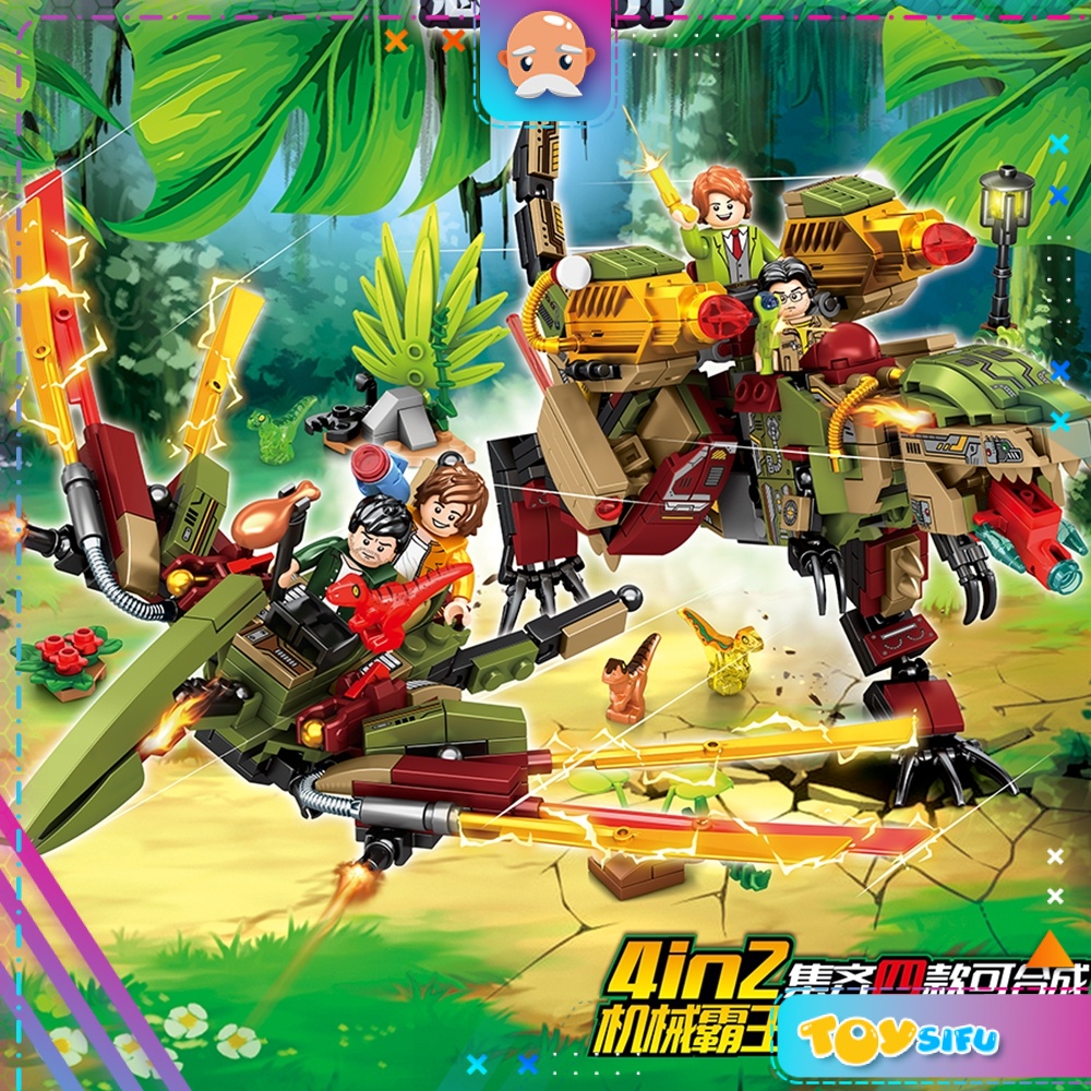 [4 IN 1] Sembo Block Dinosaur World Series Mecha Robot Figure Building ...