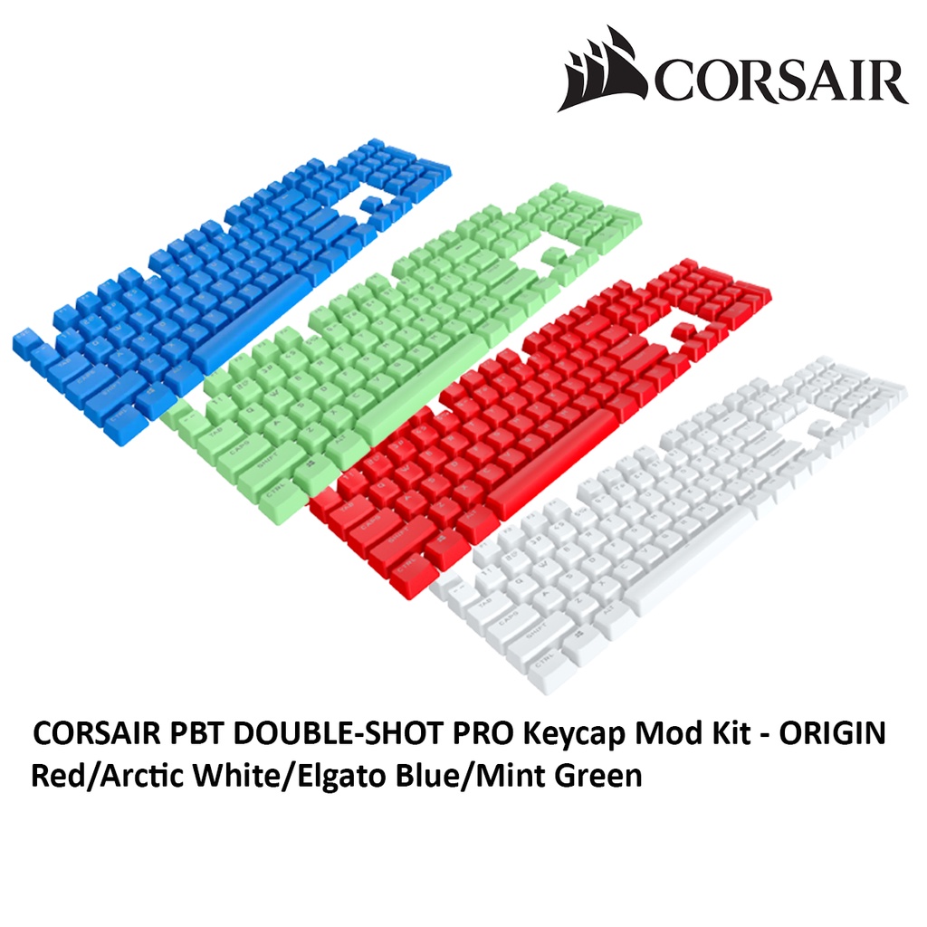 CORSAIR PBT DOUBLE-SHOT PRO KEYCAP MOD KIT - (ORIGIN RED, ELGATO BLUE ...
