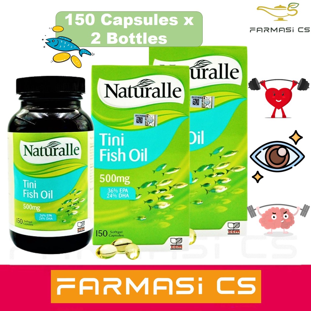 Naturalle Tini Fish Oil 500mg 150 softgel capsules x 2 bottles (TWIN ...