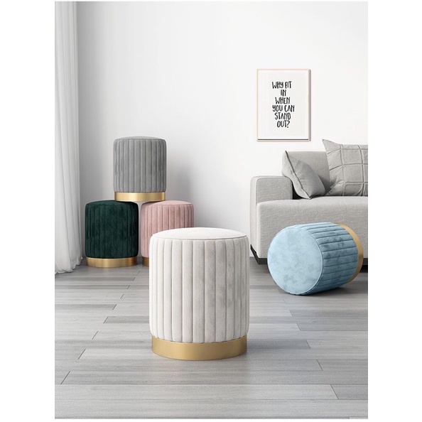 LAWOLA Makeup stool Nordic Dressing Stool fabric velvet iron gold ...